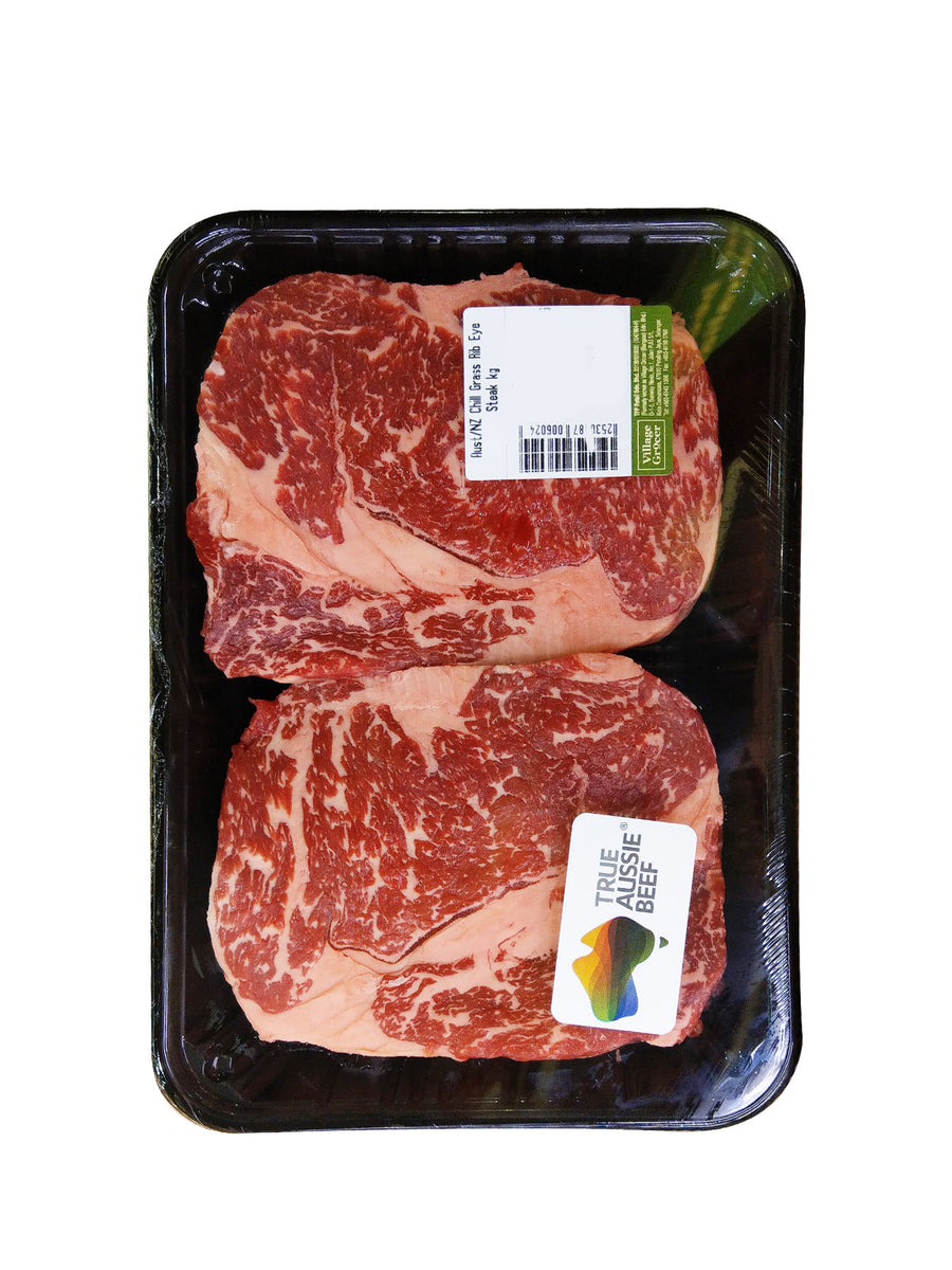 AUST GRASS FED BEEF RIB EYE STEAK (+/-400G) – Village Grocer - Paradigm ...